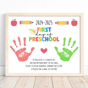 First Day of Preschool Pre-k Handprint Art, Kindergarten Preschool ...