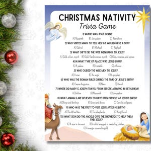 Nativity Story Bible Trivia Questions for Kids, Printable Trivia Game ...