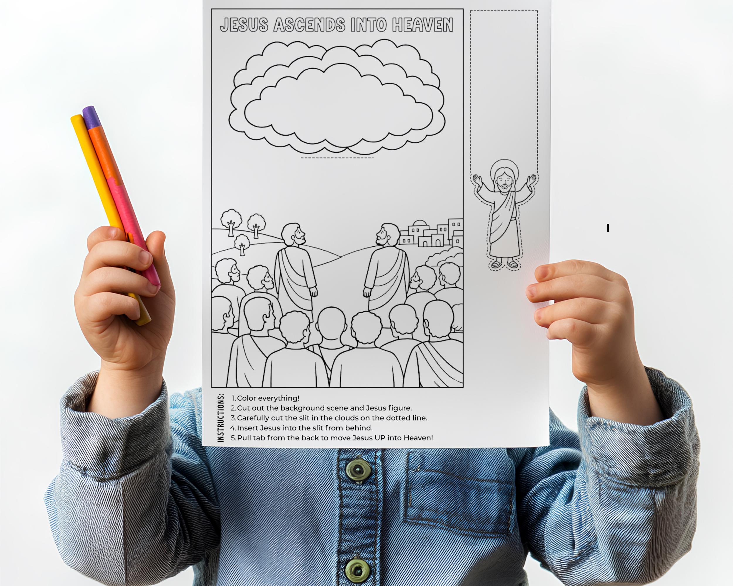 Jesus Ascension Craft for Kids, Jesus Ascending Into Heaven Coloring ...