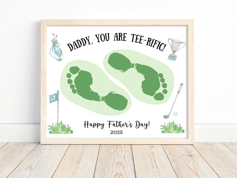 Father's Day Golf Handprint Footprint Art, Printable Craft, Father's ...