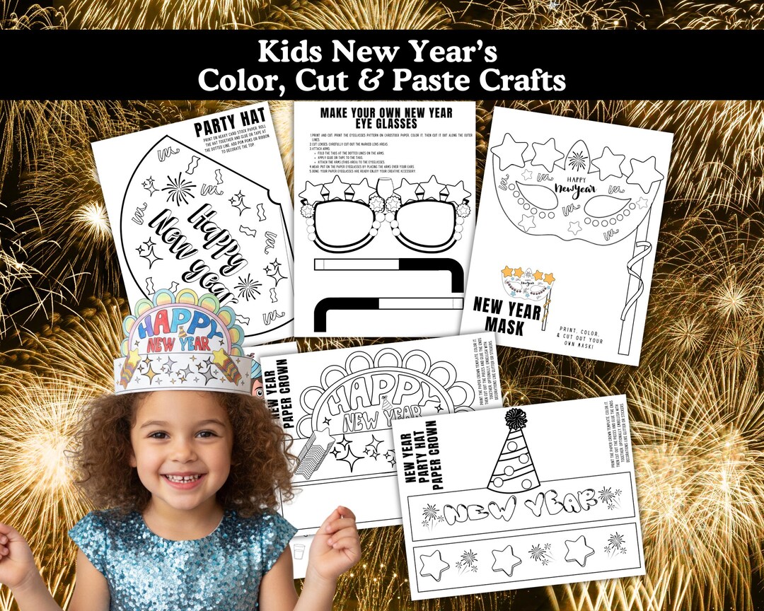 New Year Crafts for Kids Printable, New Year's Eve Activities 2027, NYE ...