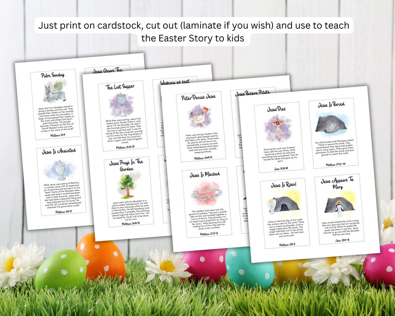 Holy Week Cards for Kids, Printable Easter Story Bible Verse Cards ...