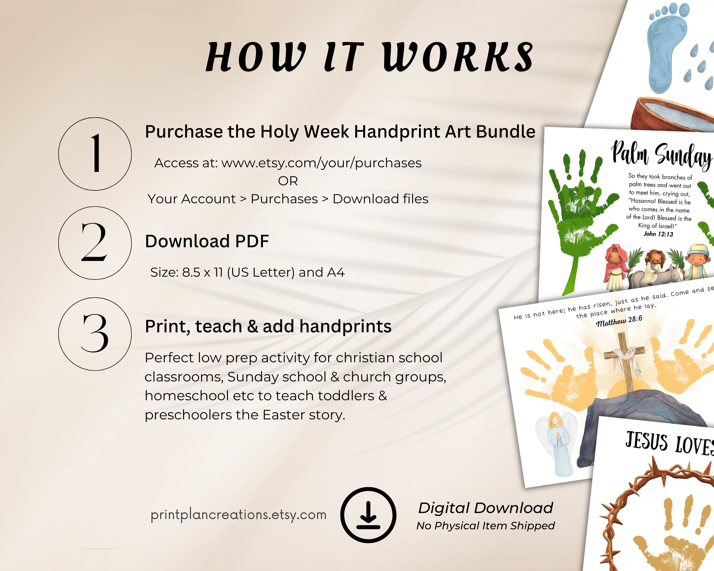 Holy Week Handprint Craft Bundle, Printable Christian Easter Art ...