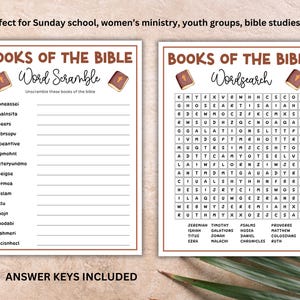 Books of the Bible Word Search & Word Scramble Puzzle, Printable Bible ...