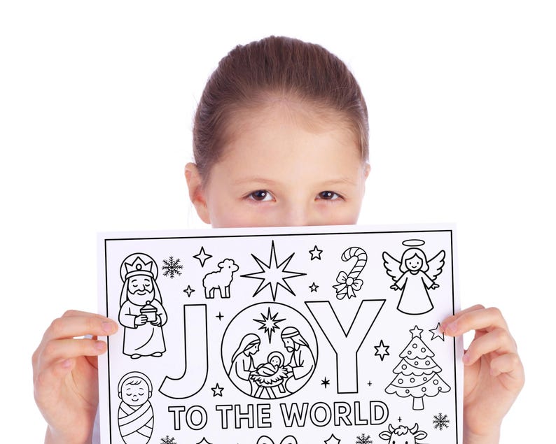 Joy to the World Coloring Page Printable, Nativity Bible Coloring Sheet ...