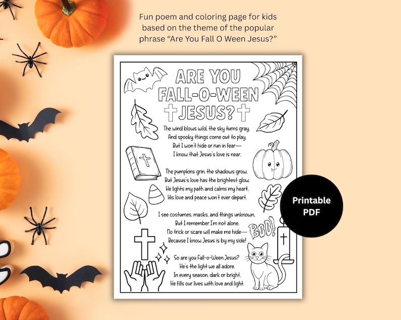Are You Fall O Ween Jesus Poem, Christian Halloween Poem Coloring Page ...