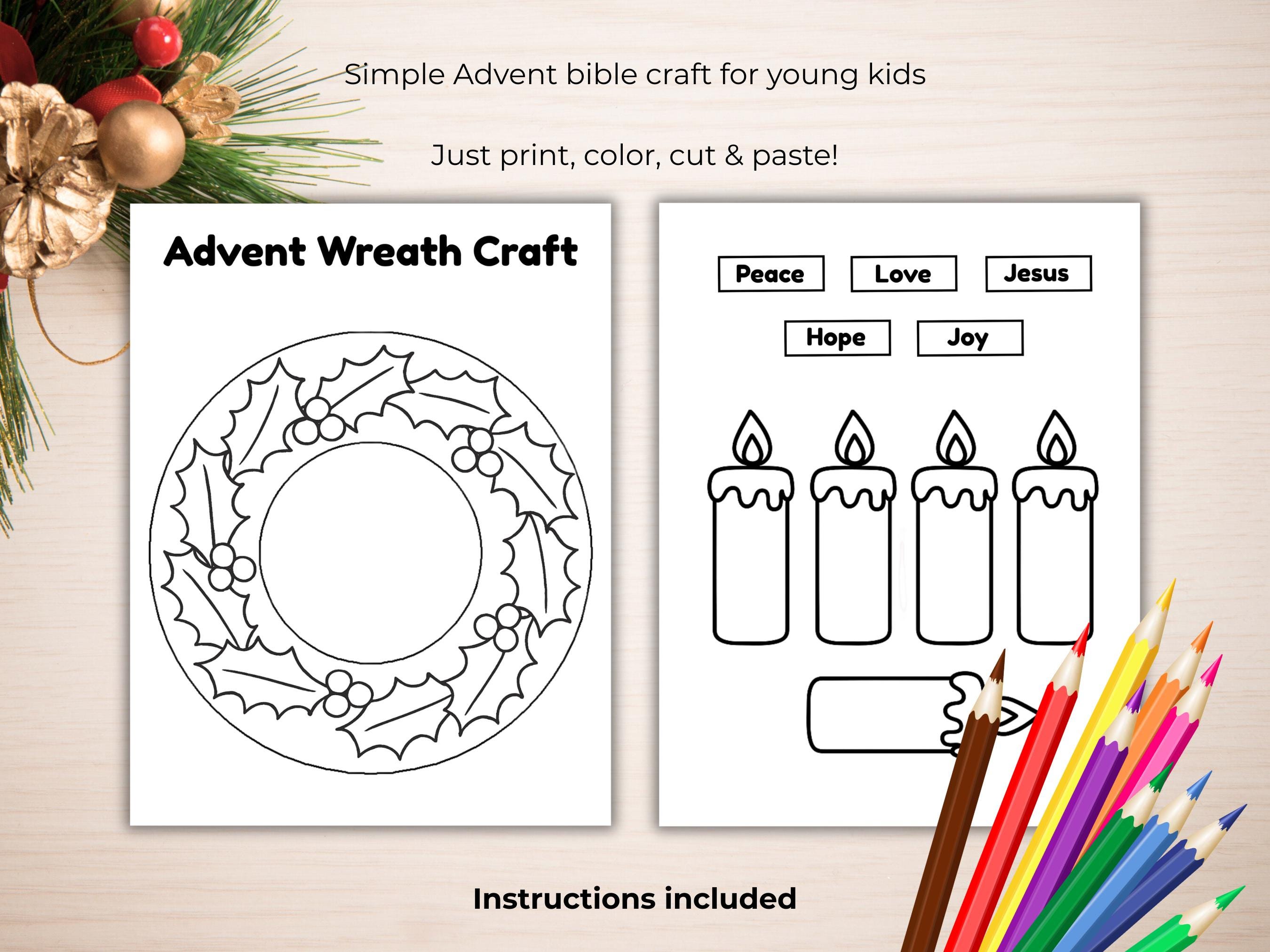 Advent Wreath Paper Craft, Advent Bible Craft, Christmas Coloring Craft ...
