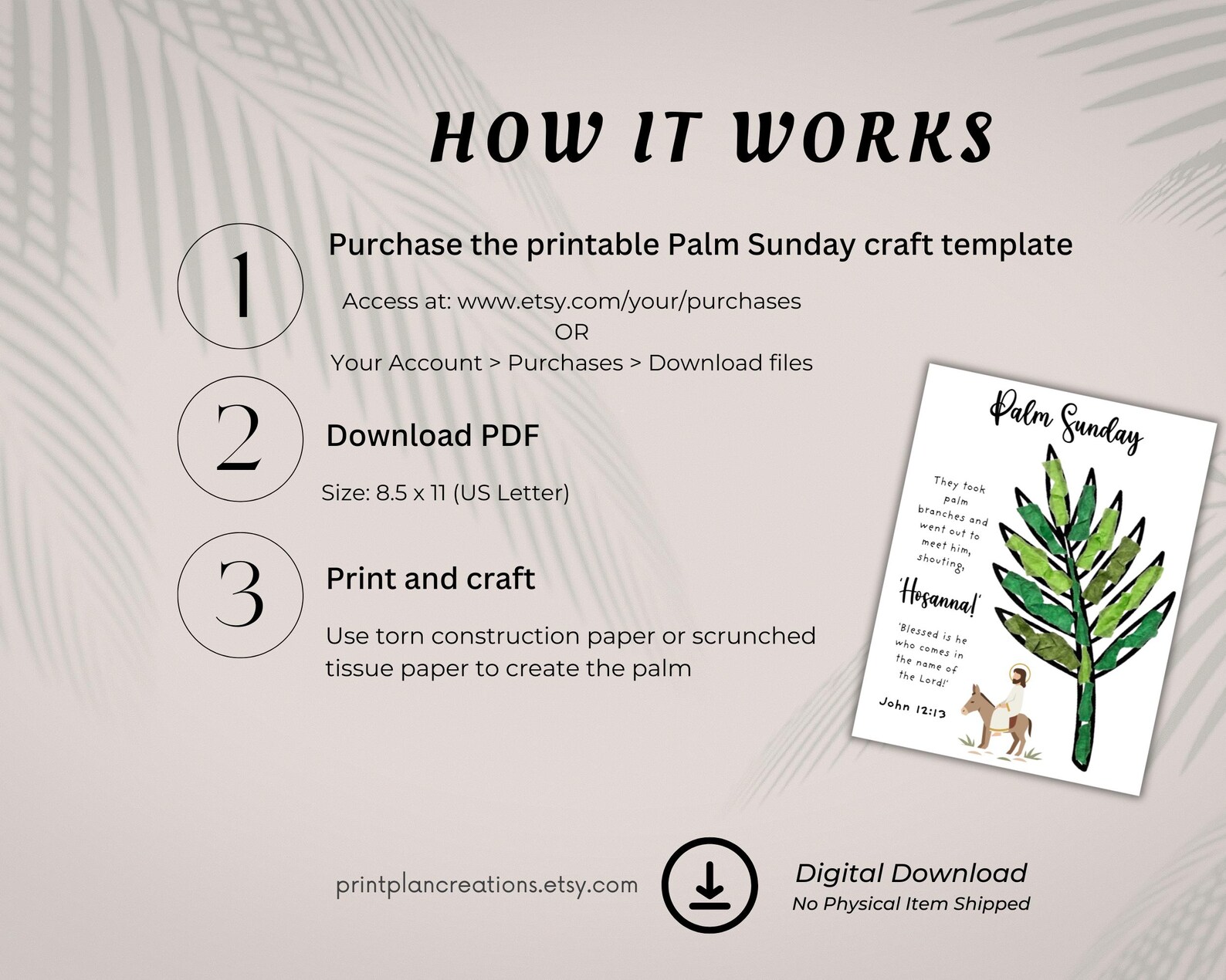 Palm Sunday Tissue Paper Craft, Palm Sunday Bible Craft Tear Art, Jesus ...