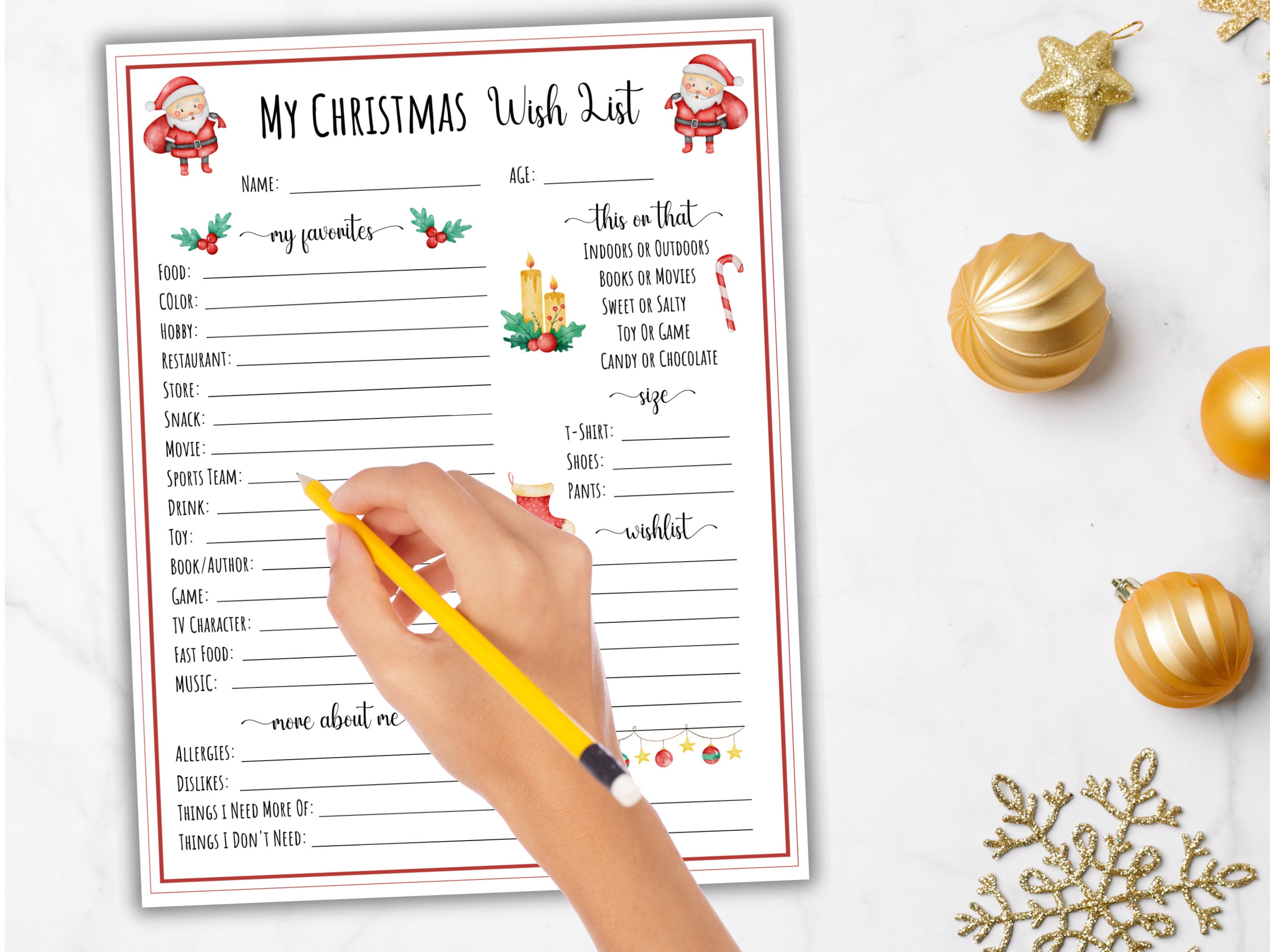 Kids Christmas Wish List, Kids Christmas List, Printable Gift List ...