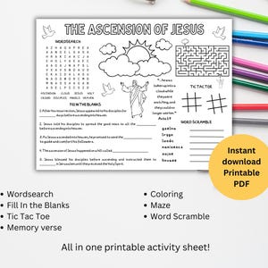 Ascension of Jesus Activity Placemat, Ascension Day Coloring Page for ...