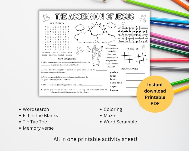 Ascension of Jesus Activity Placemat, Ascension Day Coloring Page for ...