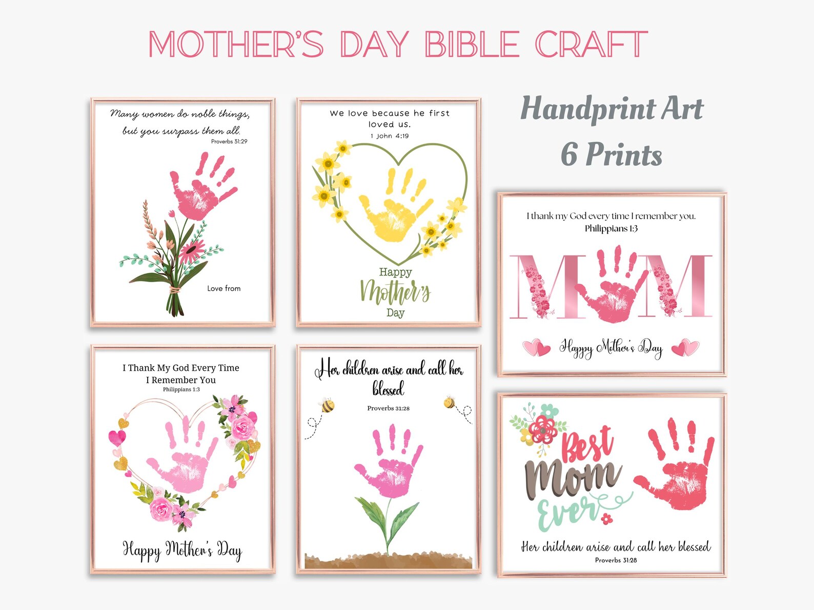 Mothers Day Bible Craft, Mother's Day Handprint Art, Printable Sunday ...