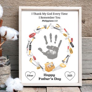 Father's Day Bible Craft, Printable Dad Handprint Art, Christian Sunday ...