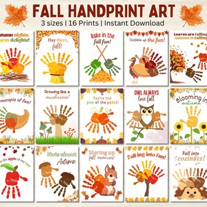 Fall Handprint Art Bundle, Fall Handprint Craft Printable, Autumn Ideas ...