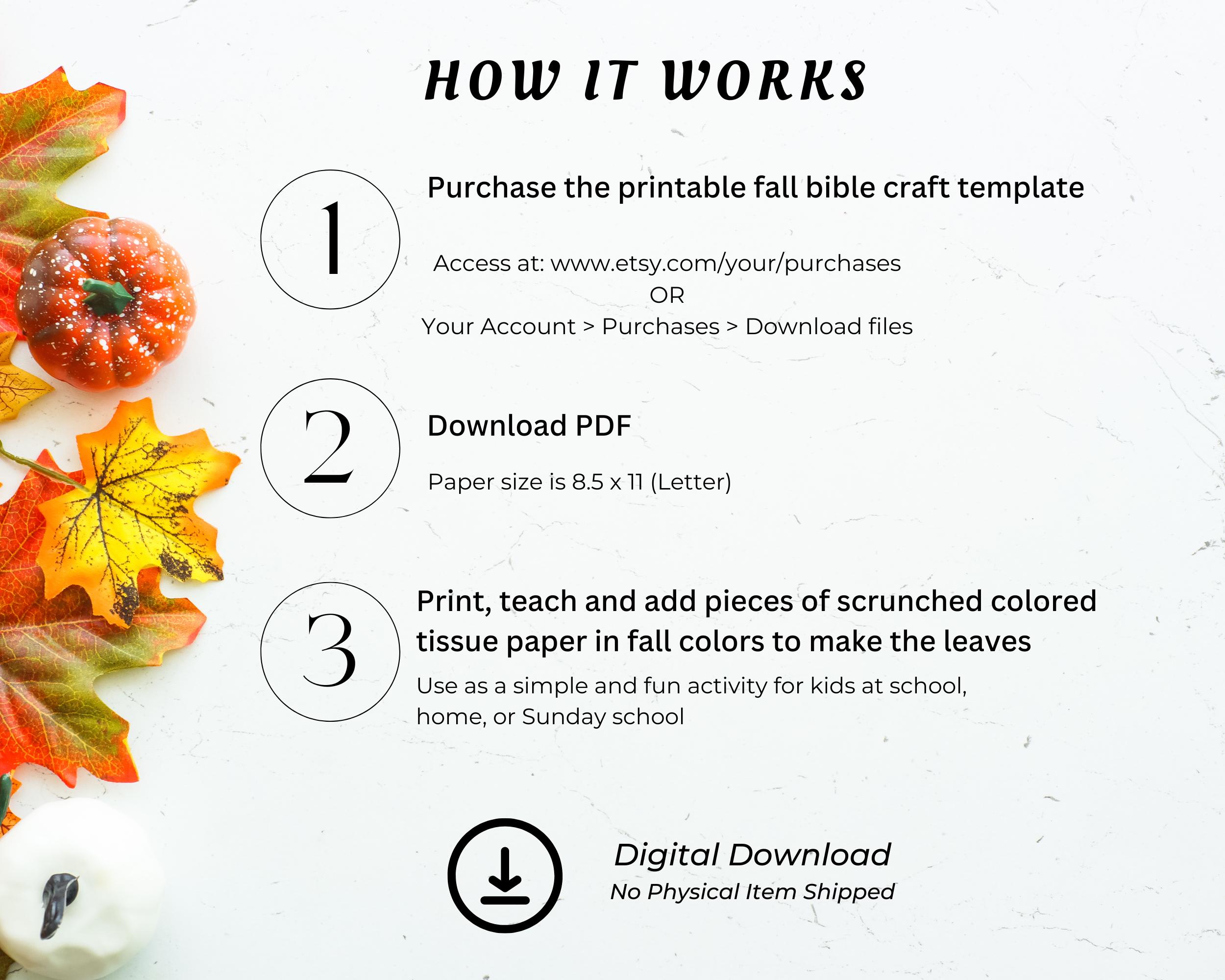 Fall for Jesus Tissue Paper Craft, Fall Bible Craft, Printable Fall ...