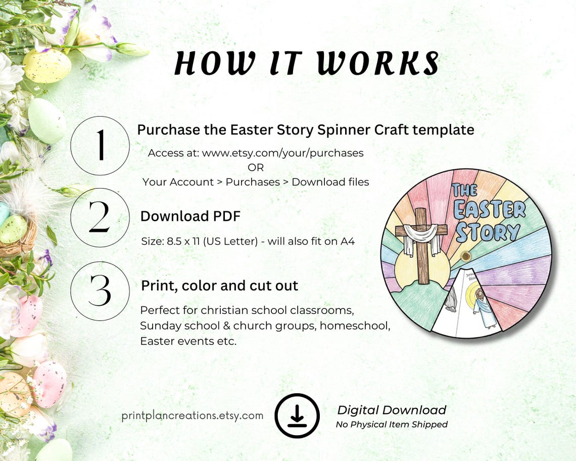 Easter Story Wheel Craft, Easter Bible Craft, Easter Bible Spinner ...