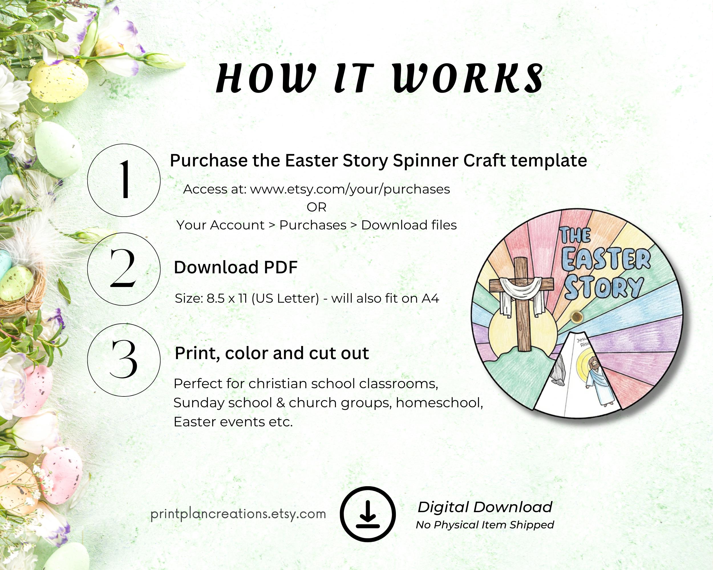 Easter Story Wheel Craft, Easter Bible Craft, Easter Bible Spinner ...