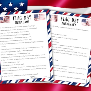 Flag Day Trivia Game, Printable Trivia Questions & Answers, National ...