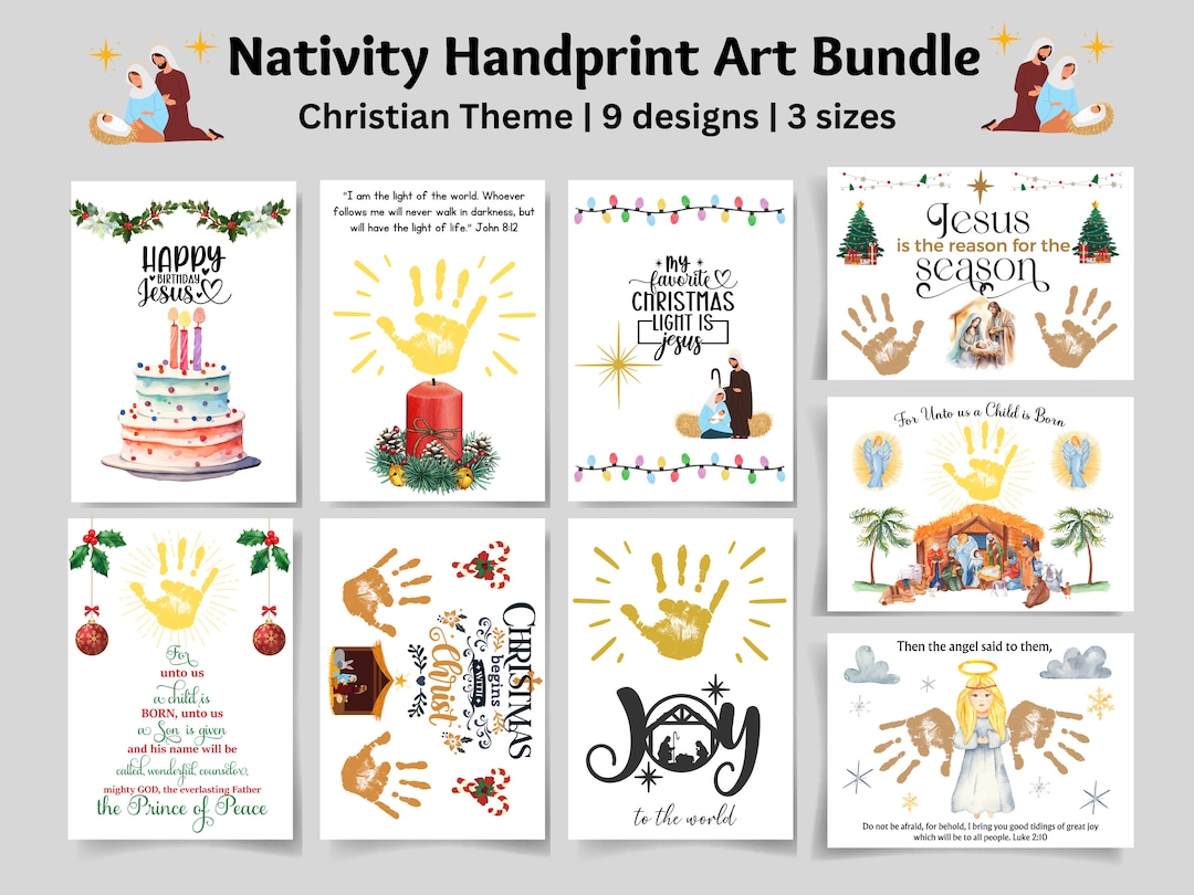Christian Christmas Handprint Art Bundle, Nativity Handprint Craft ...
