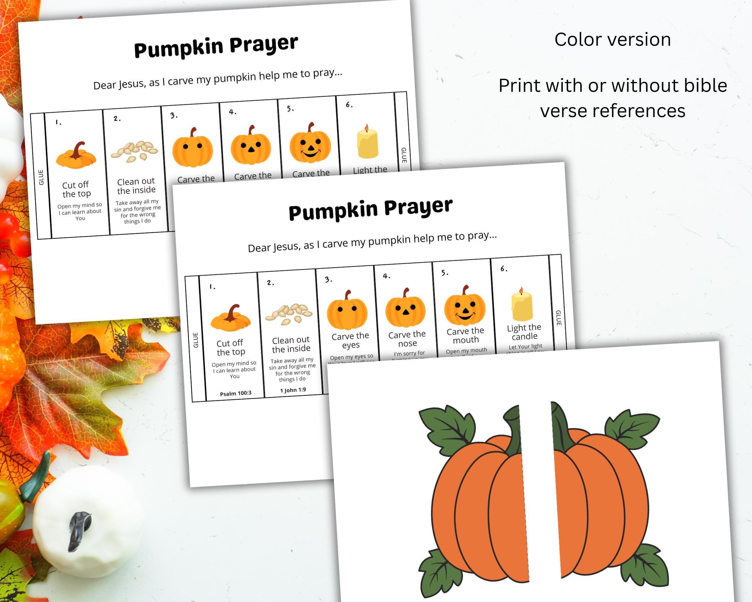 Pumpkin Prayer Folding Surprise Paper Craft, Fall Bible Craft Printable ...