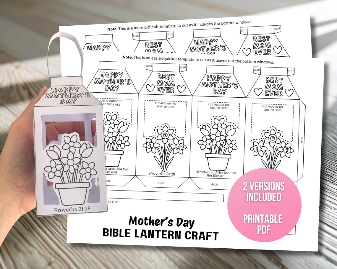 Mothers Day Bible Craft for Kids, Paper Lantern Craft Printable ...