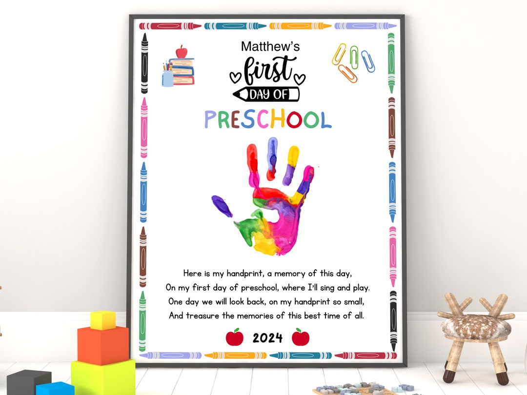 Editable First Day of Preschool Handprint Poem, Preschool Printable ...
