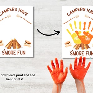 Campfire Handprint Craft, Printable Camping Handprint Art, Campers Have ...
