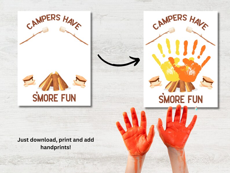 Campfire Handprint Craft, Printable Camping Handprint Art, Campers Have ...