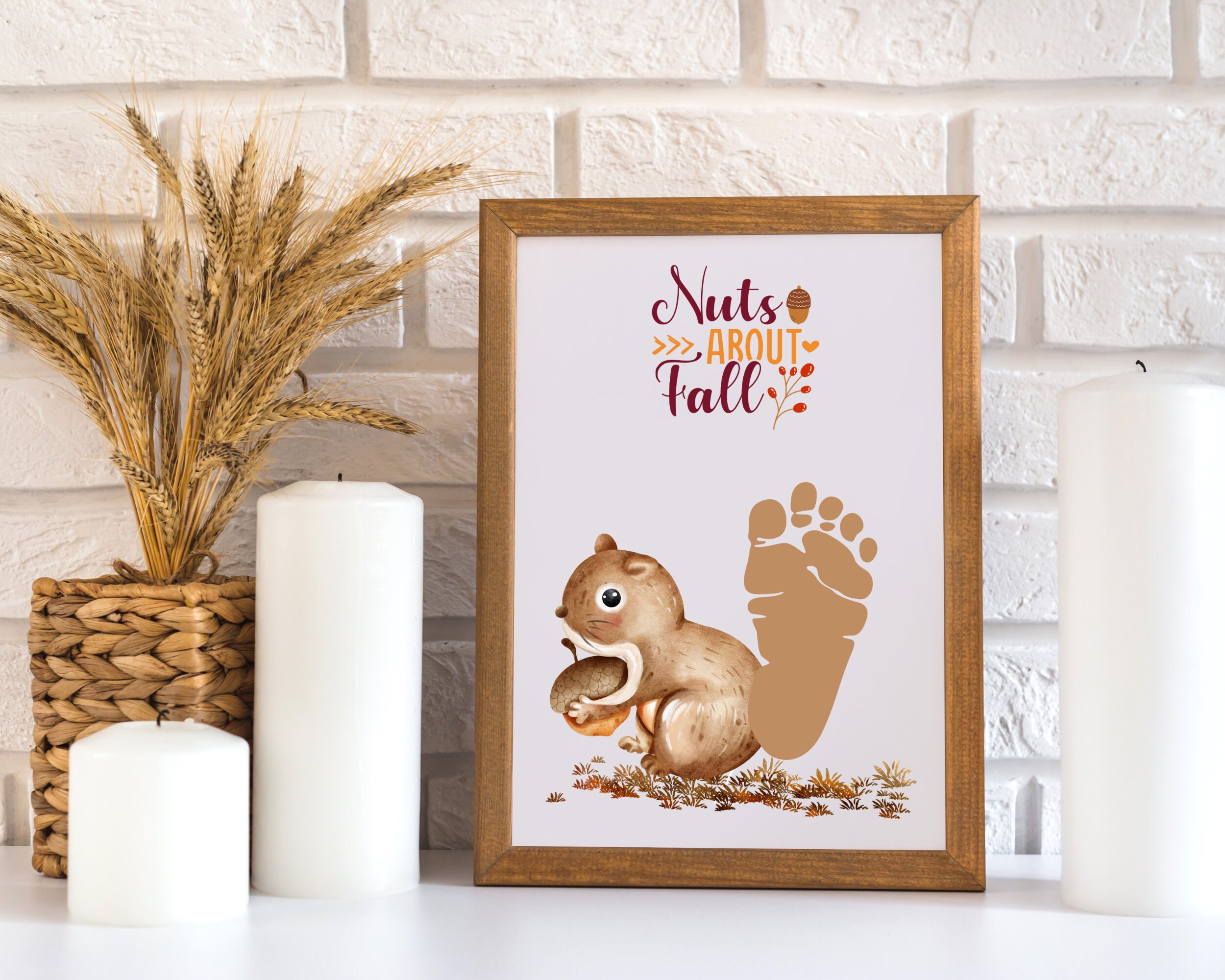 Fall Craft for Kids, Printable Handprint Footprint Art, Nuts About Fall ...