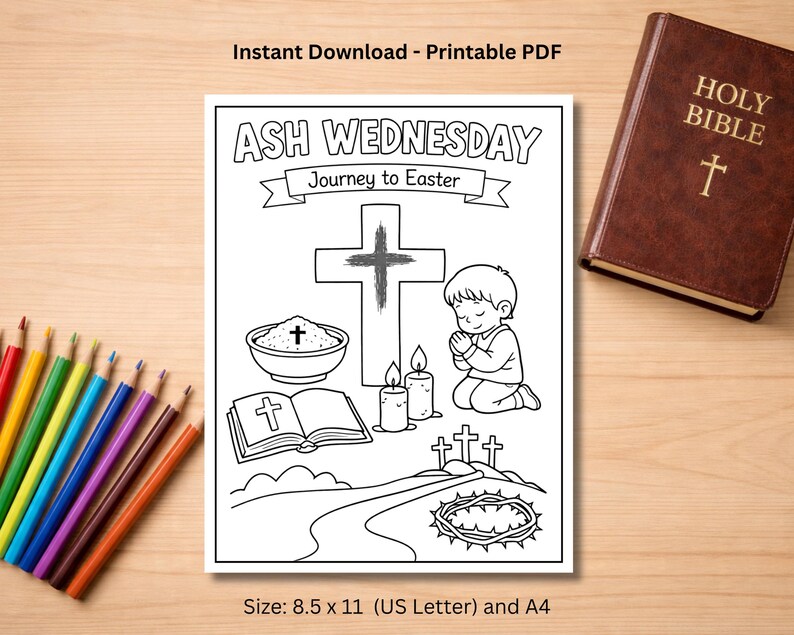 Ash Wednesday Coloring Page Printable, Catholic Lent Coloring Page ...