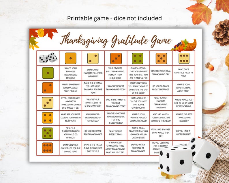 Thanksgiving Gratitude Game, Dicebreaker Icebreaker Party Game, Get to ...