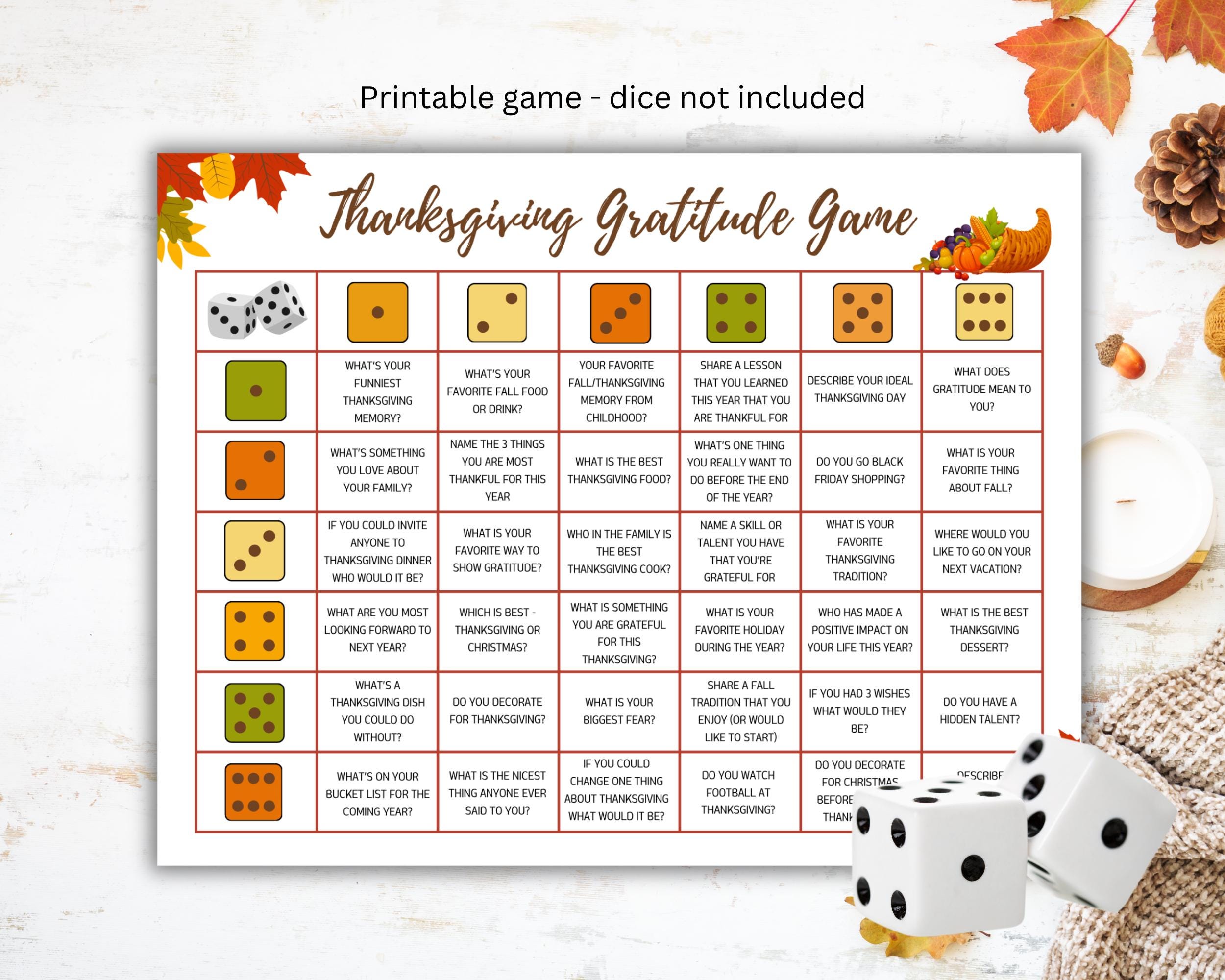 Thanksgiving Gratitude Game, Dicebreaker Icebreaker Party Game, Get to ...