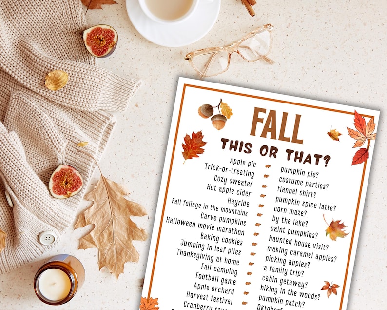 Fall This or That Game, Printable Fall Games, Autumn Game for Kids ...