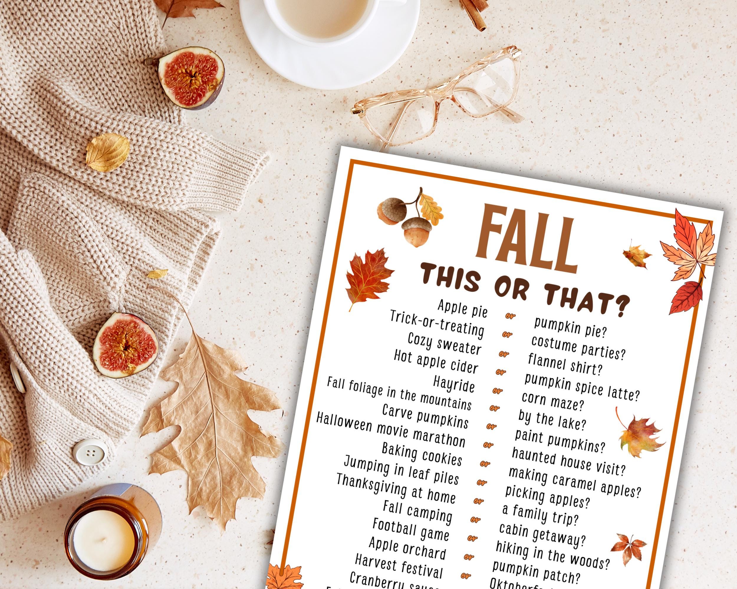 Fall This or That Game, Printable Fall Games, Autumn Game for Kids ...
