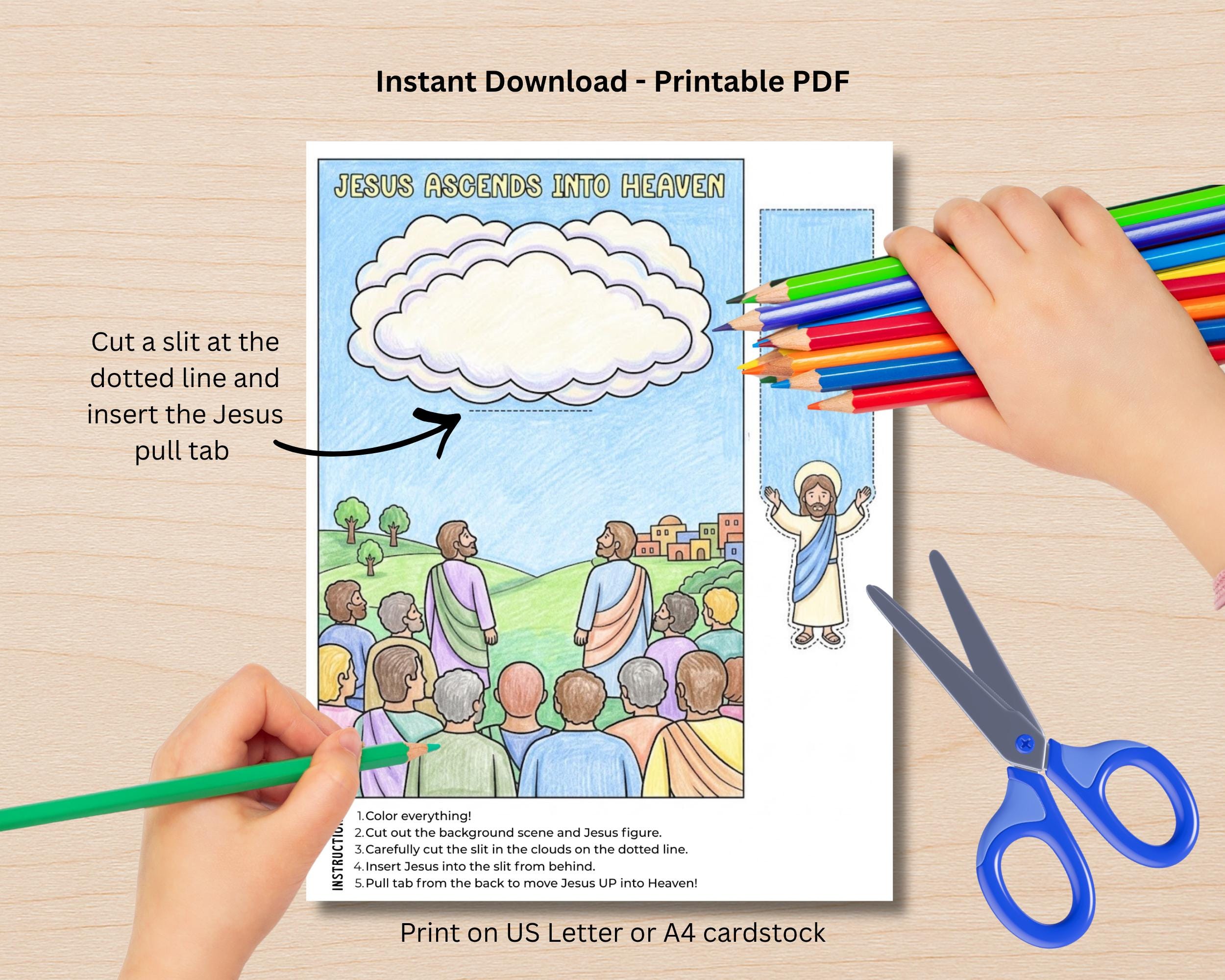 Jesus Ascension Craft for Kids, Jesus Ascending Into Heaven Coloring ...