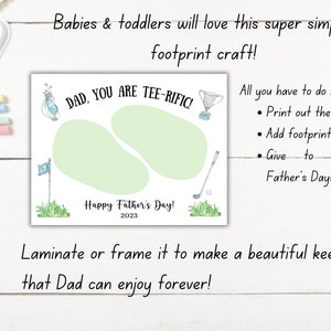 Father's Day Golf Handprint Footprint Art, Printable Craft, Father's ...