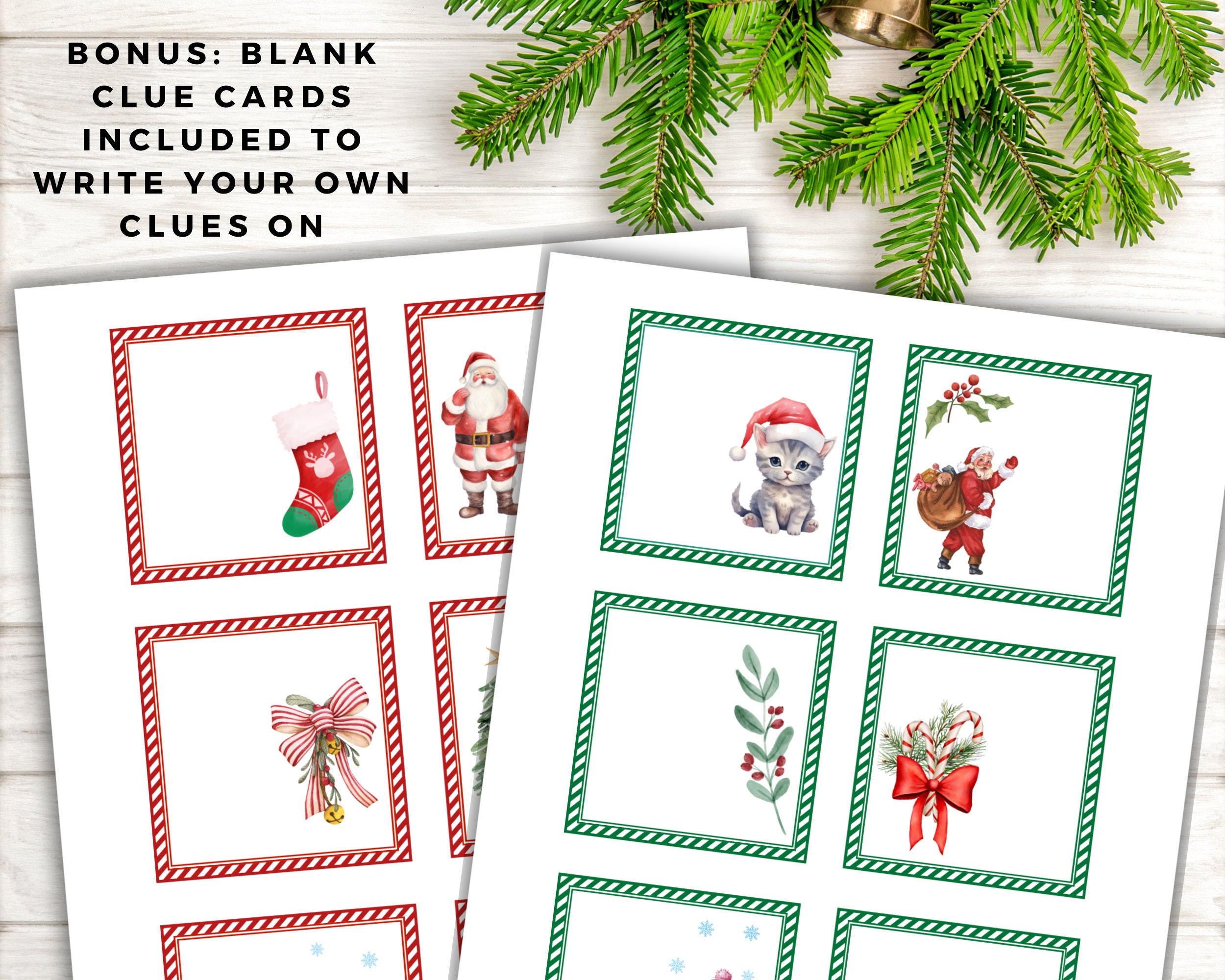 Indoor Christmas Scavenger Hunt for Kids, Christmas Treasure Hunt Cards ...