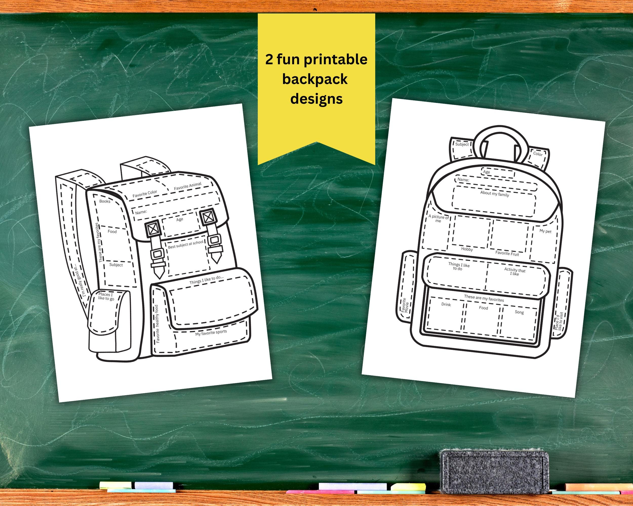 All About Me Backpack Printable, First Day of School Activity, Back to ...