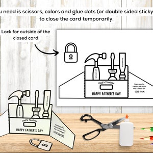 Father's Day Bible Craft, Printable Toolbox Coloring Card, Christian ...