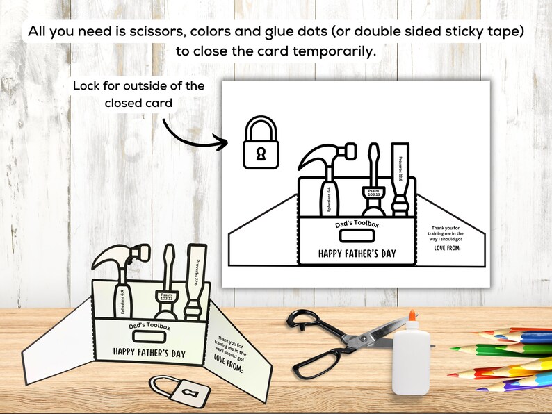 Father's Day Bible Craft, Printable Toolbox Coloring Card, Christian ...