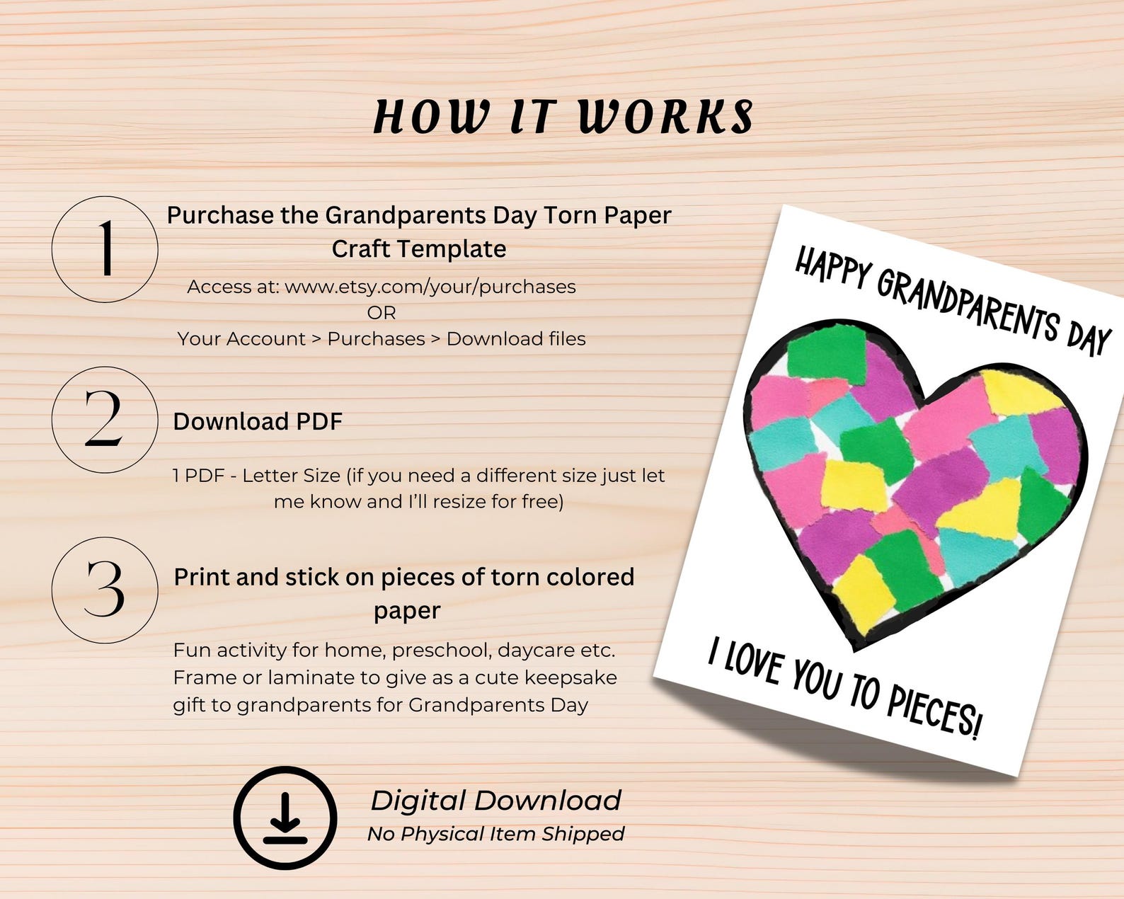 Grandparents Day Craft Printable, Torn Paper Craft for Daycare ...