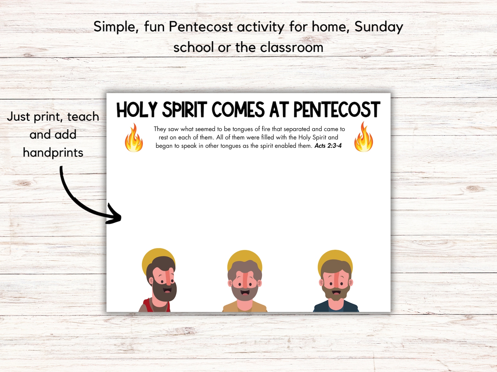 Pentecost Craft for Kids, Handprint Art, Printable Holy Spirit Sunday ...