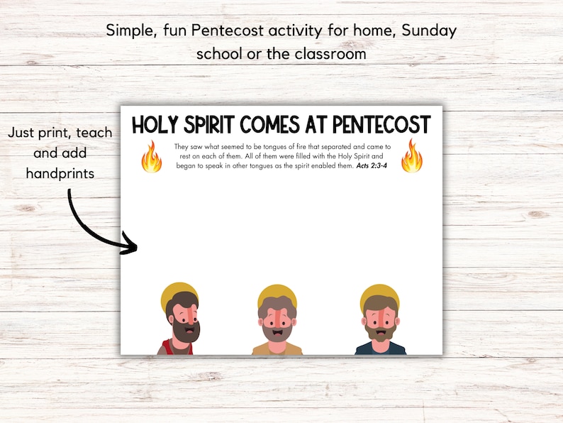 Pentecost Craft for Kids, Handprint Art, Printable Holy Spirit Sunday ...