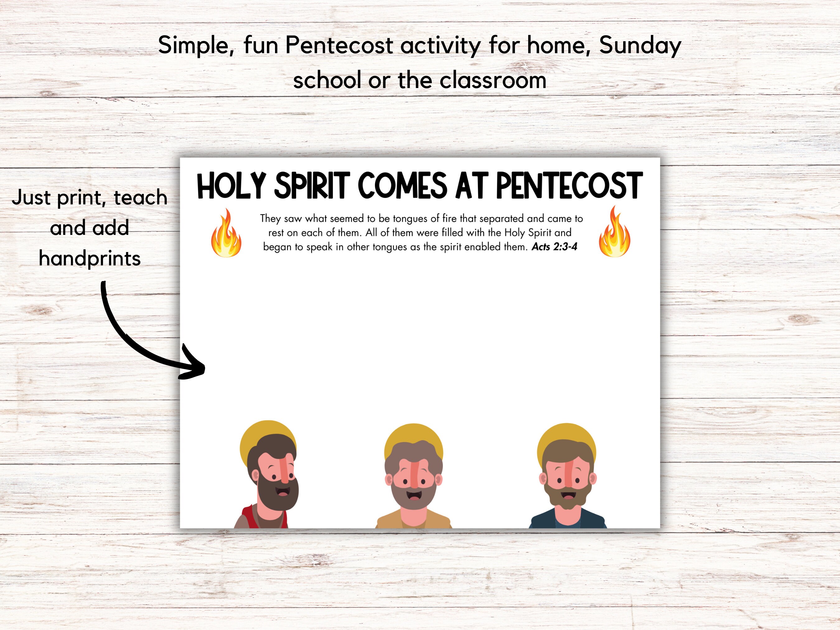 Pentecost Craft for Kids, Handprint Art, Printable Holy Spirit Sunday ...
