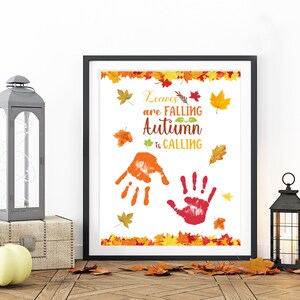 Fall Handprint Craft, Printable Handprint Art, Leaves Are Falling ...
