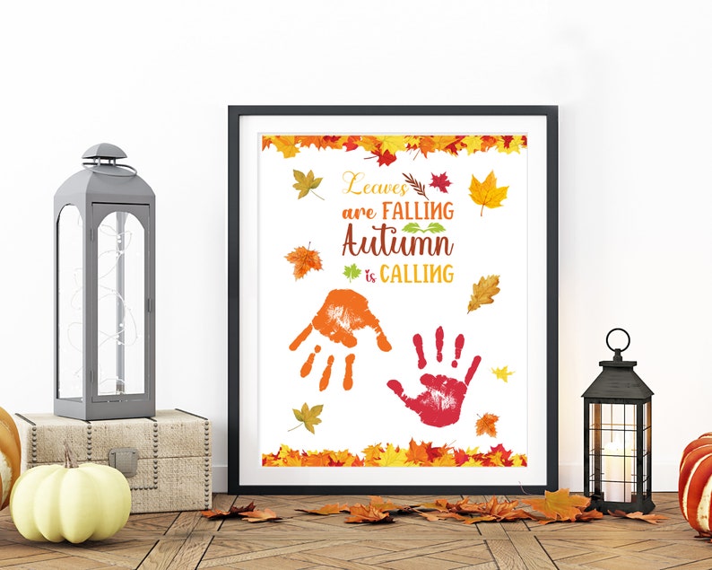 Fall Handprint Craft, Printable Handprint Art, Leaves Are Falling ...