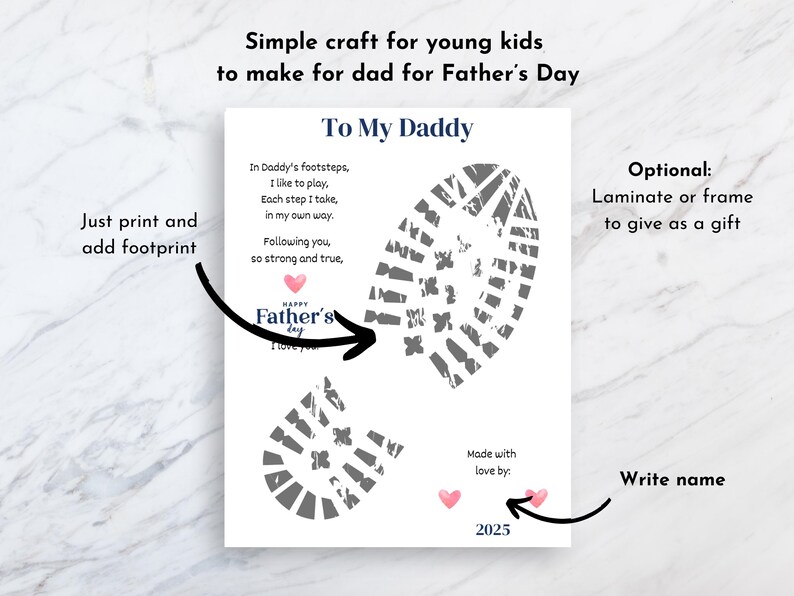 Father's Day Footprint Craft Printable, Handprint Art, Dad Poem Print ...
