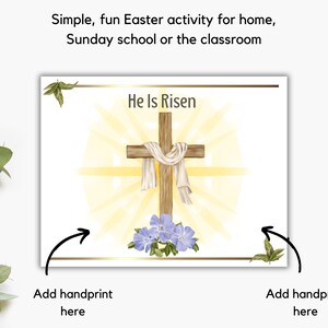Jesus is Risen Easter Sunday Handprint Art Craft, Resurrection Craft ...