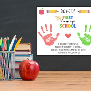 First Day of School Handprint Art, Kindergarten Preschool Handprint ...