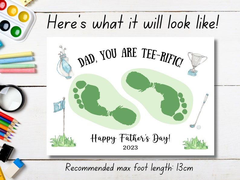 Father's Day Golf Handprint Footprint Art Printable - Etsy